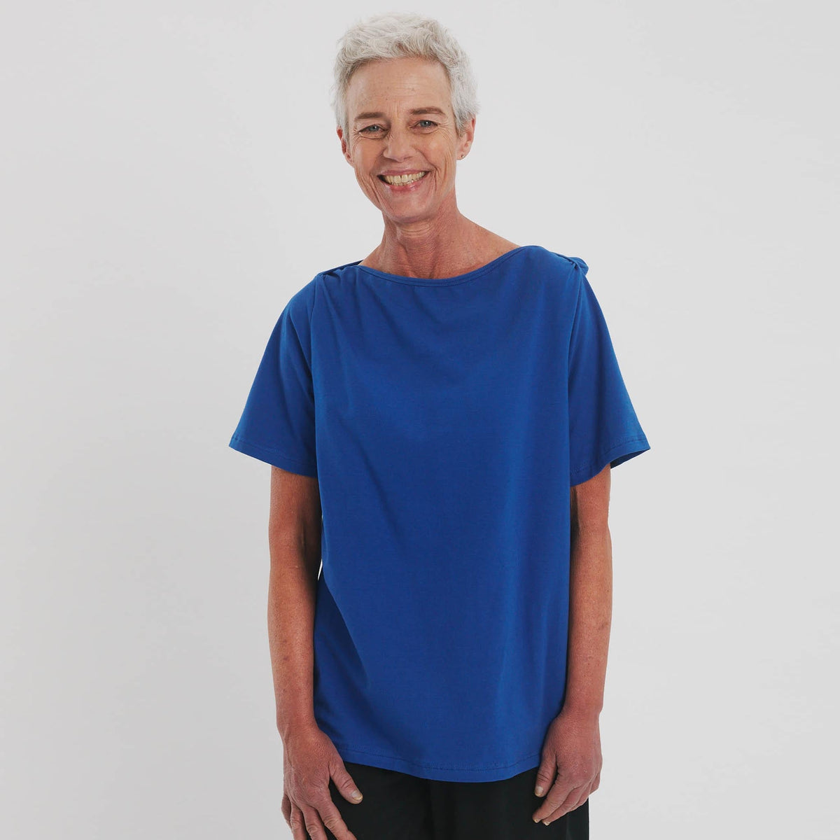 Women's Boat Neck Short Sleeve Top - French Blue – The Shapes United